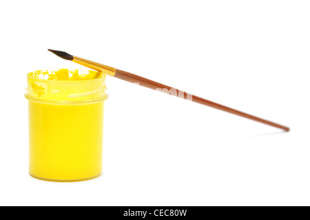 Colorful yellow watercolor wet brush paint liquid background for ...