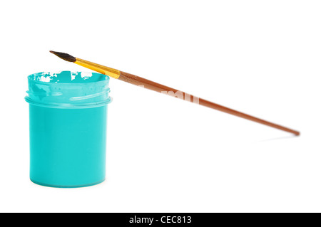 Colorful blue watercolor wet brush paint liquid background for ...