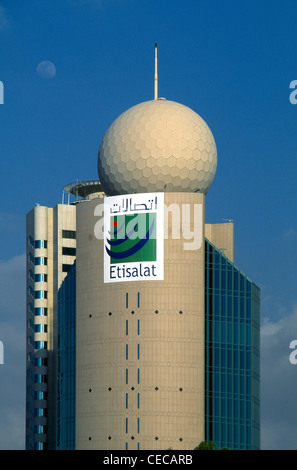Dubai UAE Etisalat Telephone Building Creek Stock Photo - Alamy