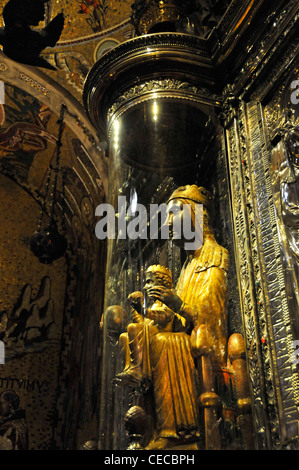 The Black Madonna of Montserrat statue (Our Lady of Montserrat or the Virgin of Montserrat) in ...