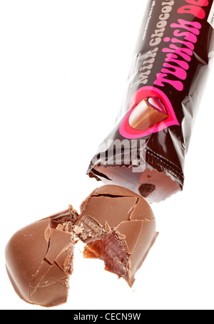 Chocolate covered Turkish delight cut into two 2 halves Stock Photo - Alamy