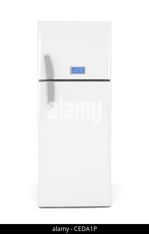 modern fridge in front of white wall. 3d illustration Stock Photo - Alamy