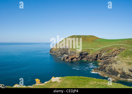 Cove near Port Quin with deep blue sea, Cornwall, UK Stock Photo - Alamy