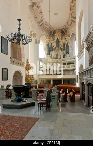 Gallery with organ in the baroque St. Martin Church in Riegel ...