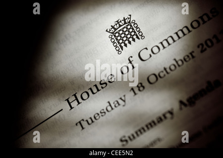 The House of Commons - Order Paper Stock Photo - Alamy