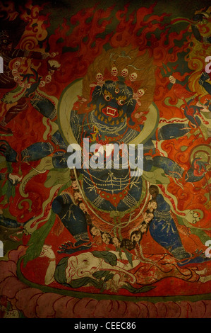 Buddhist monk mural at Thiksey Monastery, Ladakh, Kashmir, India ...