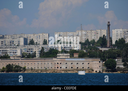 Ukraine. Sevastopol. Fort Michael. At, background, buildings ...