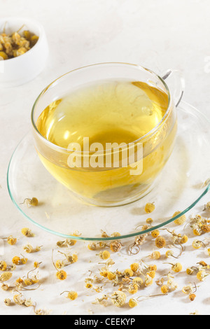 Dried chamomile or chamomile flowers to make medicinal infusions in ...