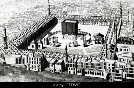 The Kaaba in Mecca, Saudi Arabia, historic woodcut, 1870 Stock Photo ...