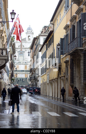 Via Condotti Famous Shopping Street Rome Italy. Narrow street with many ...