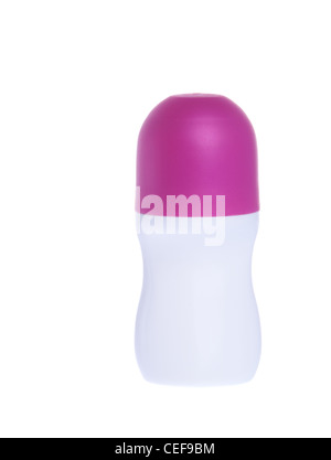white and purple roll-on deodorant bottle isolated on white background ...
