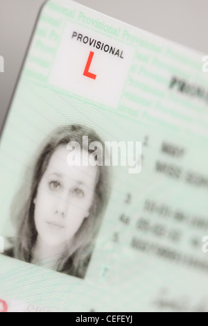Provisional Driving Licence young female learner driver on a UK driving ...