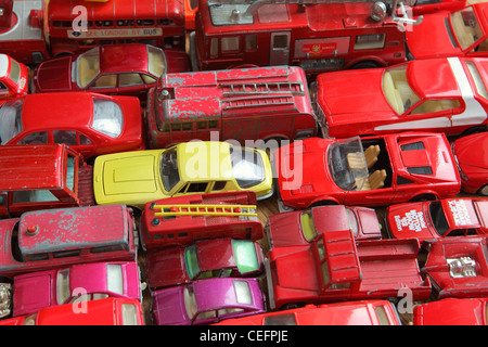 Overhead view of different car toys Stock Photo - Alamy