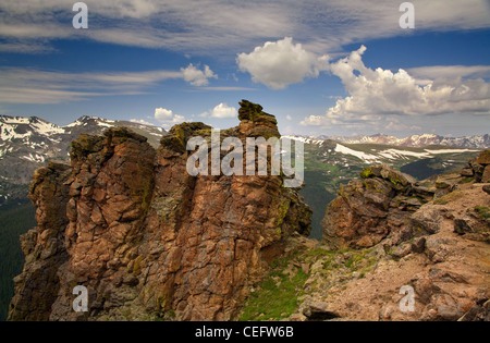 Mountain road, cut through rock. Slice mountain shale, texture of stone ...