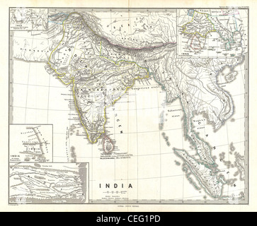 The 1865 Spruner Map of India and Southeast Asia offers a detailed ...