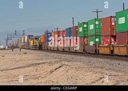 Union Pacific Double Stack Container Train at North Palm Springs Stock Photo: 3550755 - Alamy