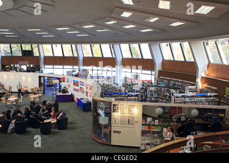 Inside Bourne Hall library, Ewell village, Epsom Surrey England UK ...