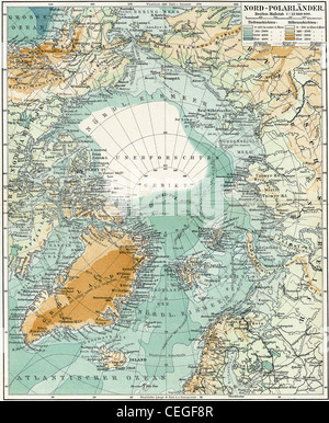 Arctic Ocean map with North Pole and Arctic Circle. Arctic region map ...