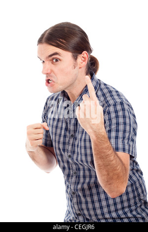 The aggressive angry man isolated on white Stock Photo - Alamy