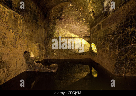 The small, shallow Struthion cistern Pool at the end of the underground ...