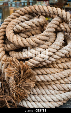 Coils of hemp ship rope for rigging of sailing ships Stock Photo - Alamy