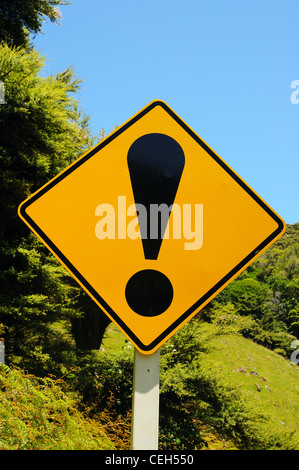 Warning road sign with an exclamation mark in red triangle on Stock ...