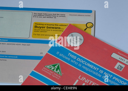 v5c car registration certificate document log book owner ownership Stock Photo - Alamy