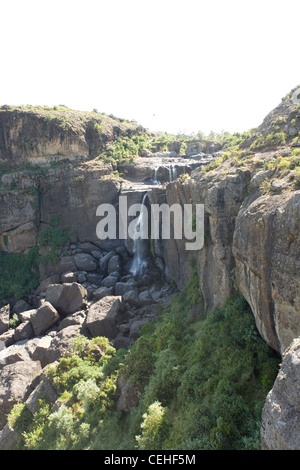Waterfall on top of the African Rift Valley near Debre Libanos in ...
