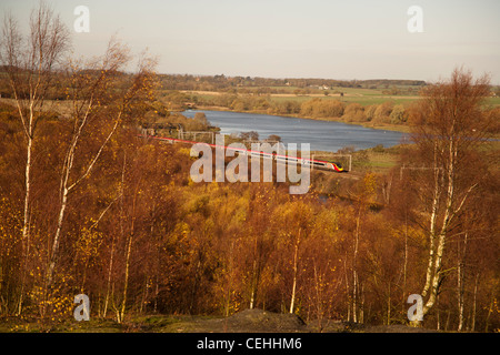 Virgin Trains Pendolino from atop Pooley Hall country park, Polesworth ...