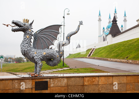 Zilant Dragon on entrance of subway in Kazan city, Russia. Zilant is a ...