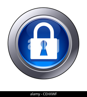 Lock icon. Metallic internet button on black background Stock Photo - Alamy