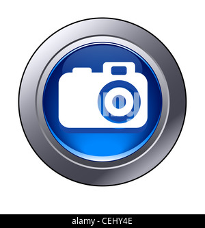 Photo camera icon. Metallic internet button on white background Stock ...