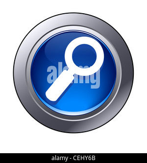 Find icon. Metallic internet button on white background Stock Photo - Alamy