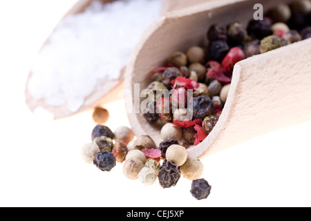 Black pepper, colored pepper, sea salt, ground pepper, dried chili ...