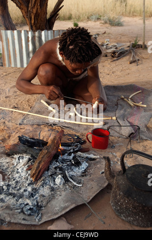 San or Bushmen village, Kgalagadi Transfrontier Park, Kalahari, South ...
