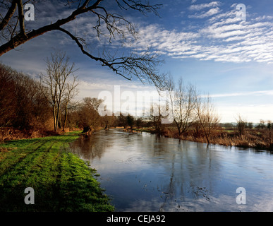 The River Wylye at Little Langford in Wiltshire on a frosty January ...
