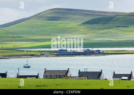 Pierowall village on the island of Westray, Orkney Islands, Scotland ...