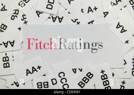 The logos of Fitch Ratings, Moody's and Standard & Poor's, the world's ...