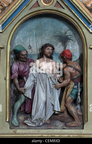 10th Stations of the Cross, Jesus is stripped of His garments Stock ...