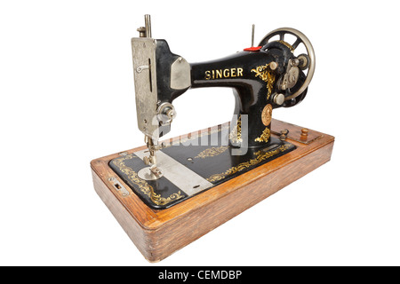 old fashioned hand cranked sewing machine Stock Photo - Alamy