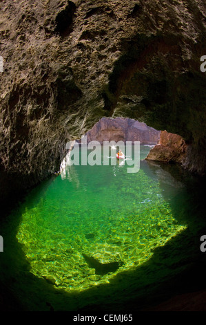 Kayaking in Emerald Cave, Colorado River, Black Canyon, Arizona Stock ...