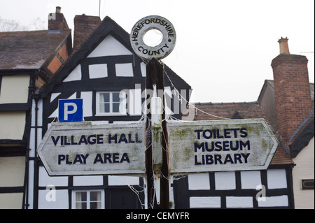 parking and village hall sign in shepperton, middlesex, england Stock ...