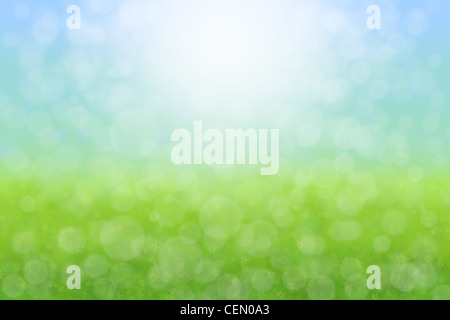 Spring sky with sunlight natural bokeh and a red ribbon, a symbol of ...