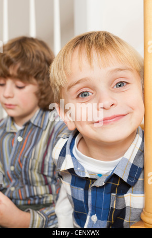 Portrait of smiling brothers with blond hair and blue eyes Stock Photo ...