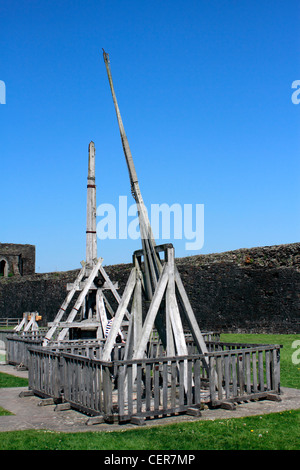 Caerphilly castle - siege engine Perrier. A specific type of catapult ...