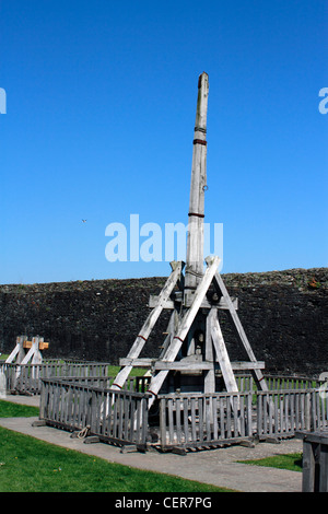 Caerphilly castle - siege engine Perrier. A specific type of catapult ...