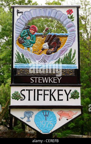 Stiffkey village sign Stock Photo - Alamy