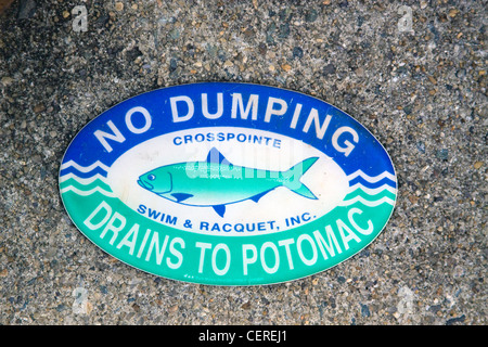Fairfax County Virginia No Dumping Drains to Difficult Run sign on top ...