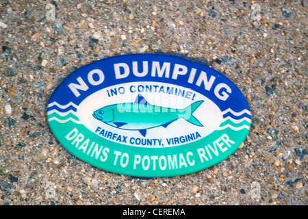 Fairfax County Virginia No Dumping Drains to Difficult Run sign on top ...