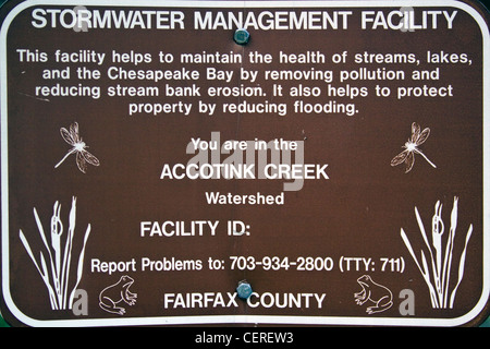Fairfax County Virginia Stormwater Management Facility sign for Popes ...